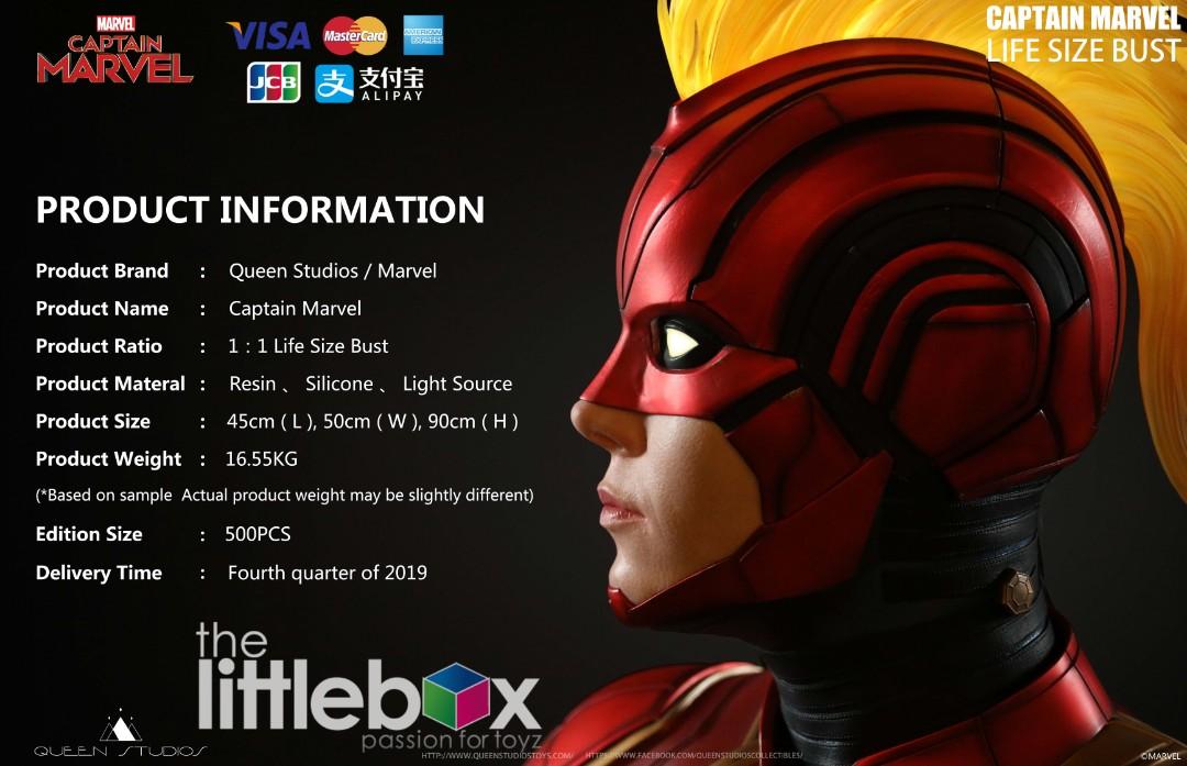 Queen Studios 1:1 Scale Life Size Captain Marvel Bust, Hobbies & Toys ...