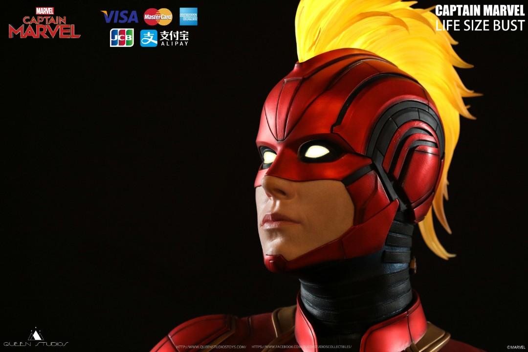 Queen Studios 1:1 Scale Life Size Captain Marvel Bust, Hobbies & Toys ...