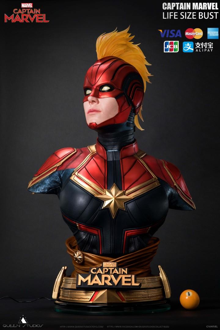 Queen Studios 1:1 Scale Life Size Captain Marvel Bust, Hobbies & Toys ...