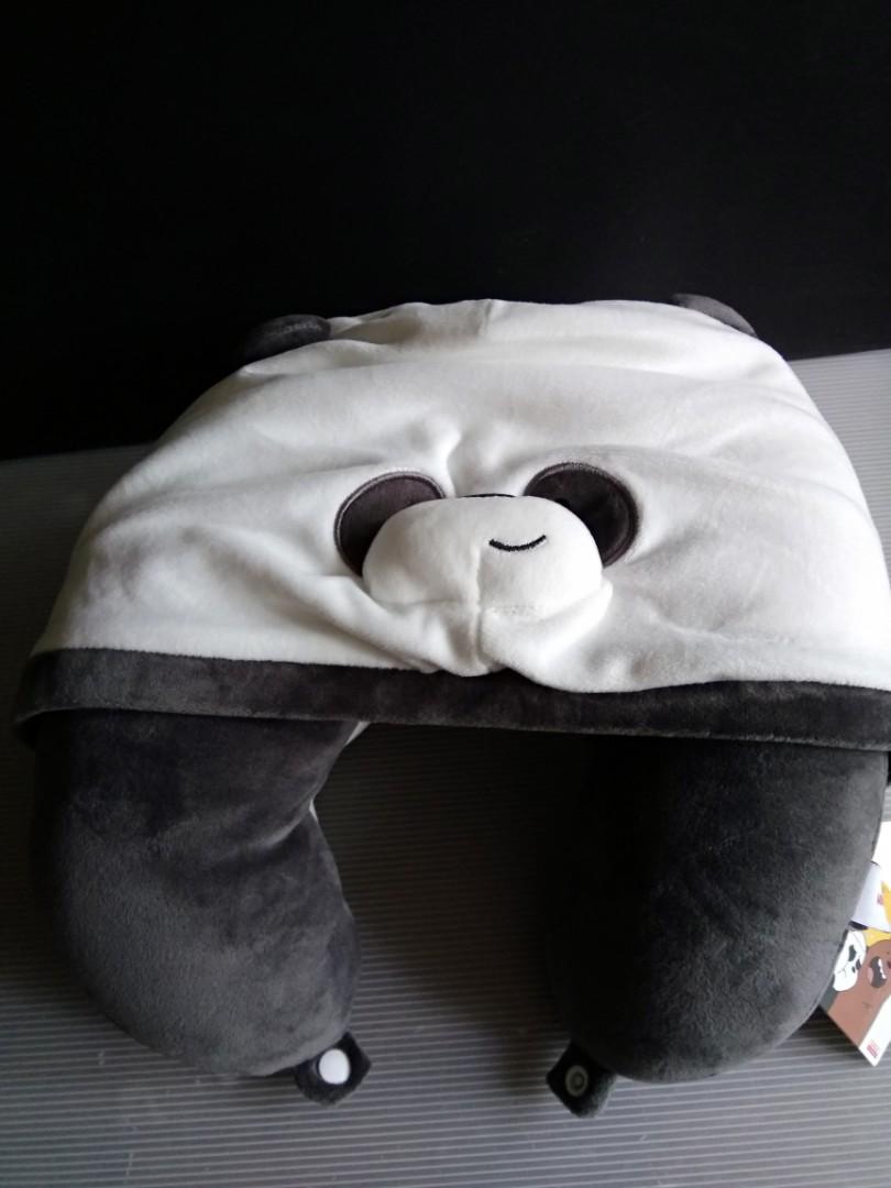 BNWT Miniso Panda Neck Pillow with Hood, Hobbies & Toys, Travel, Travel ...