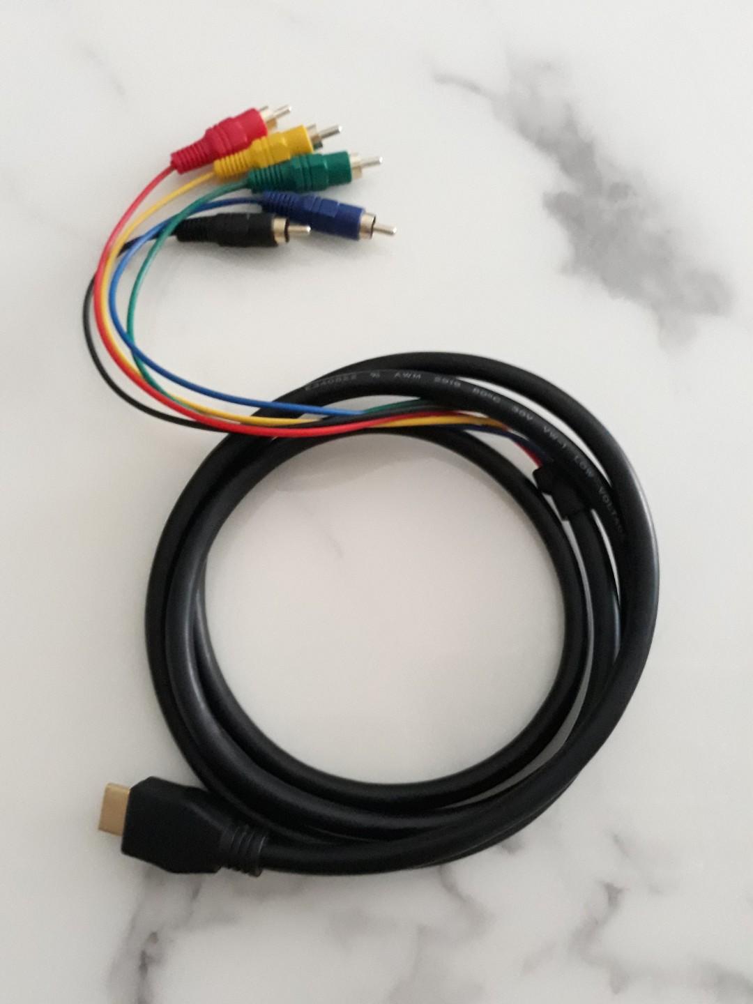 HDMI Cable to component cable 1.8m, Computers & Tech, Parts ...