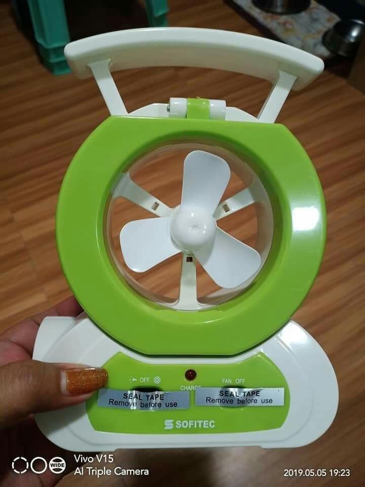 Mini box fan with LEDlamp and flashLight, Furniture & Home Living ...