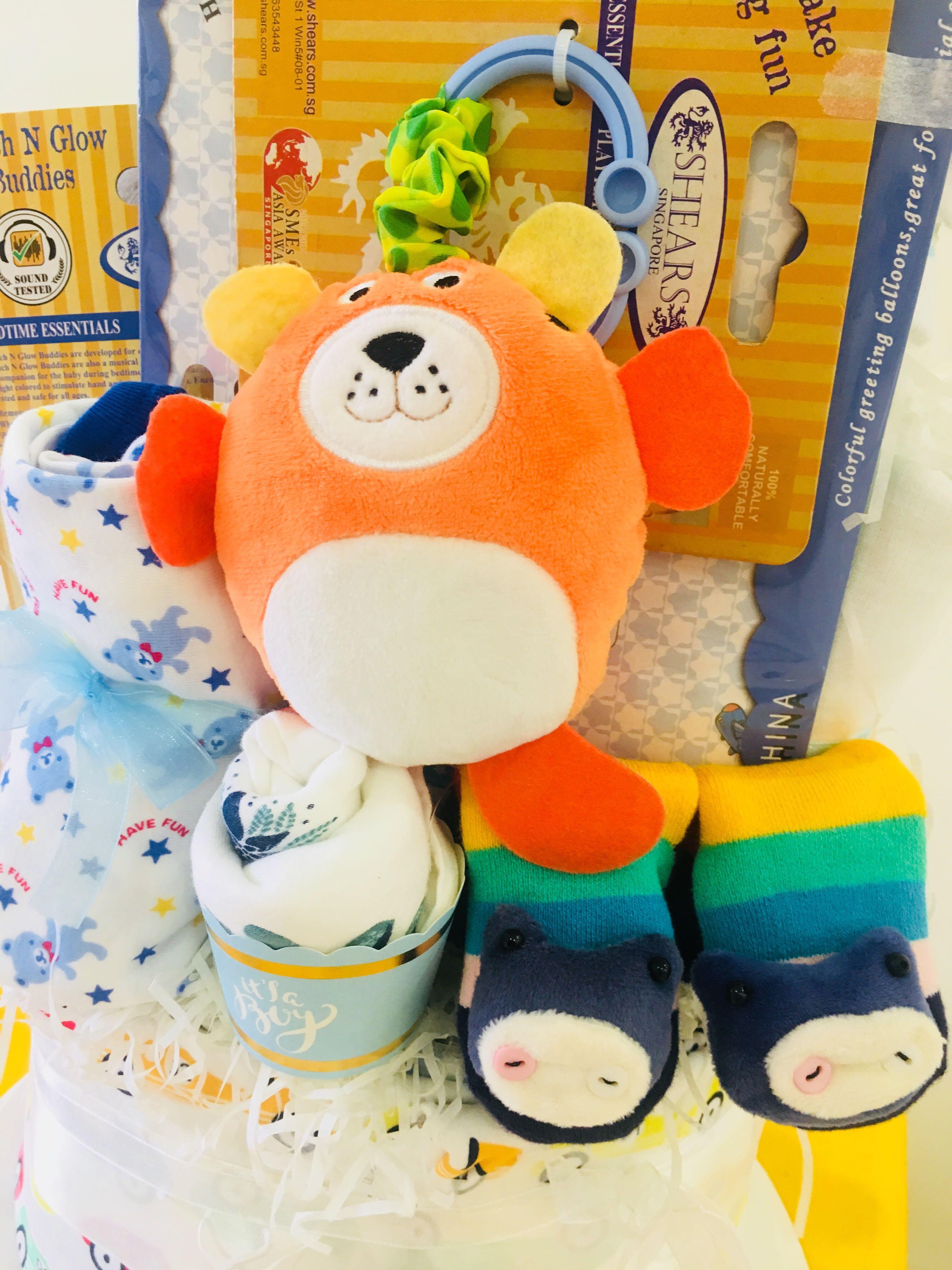 Personalised Diaper Cake Baby Giant Size Hamper (Newborn Boy), Babies ...