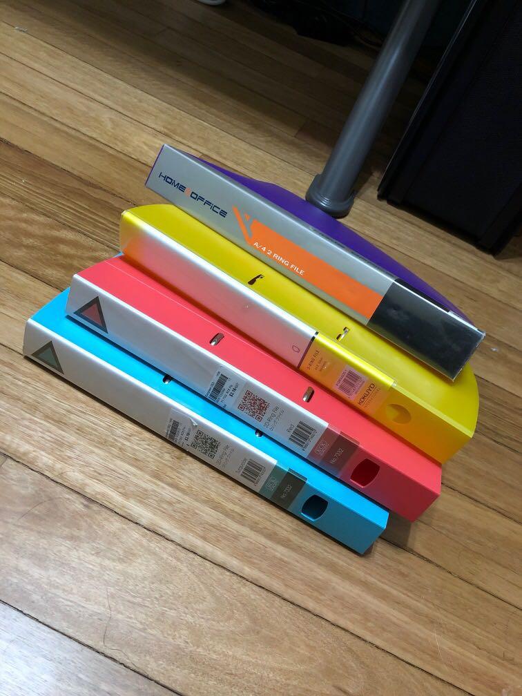 4 Coloured A4 Ring Files Bundle, Hobbies & Toys, Stationery & Craft ...
