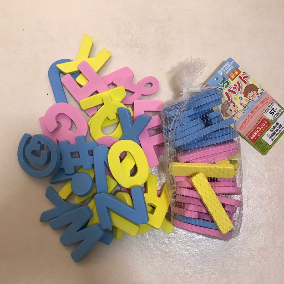 Daiso Bath Foam Alphabet and Numbers, Babies & Kids, Infant Playtime on ...