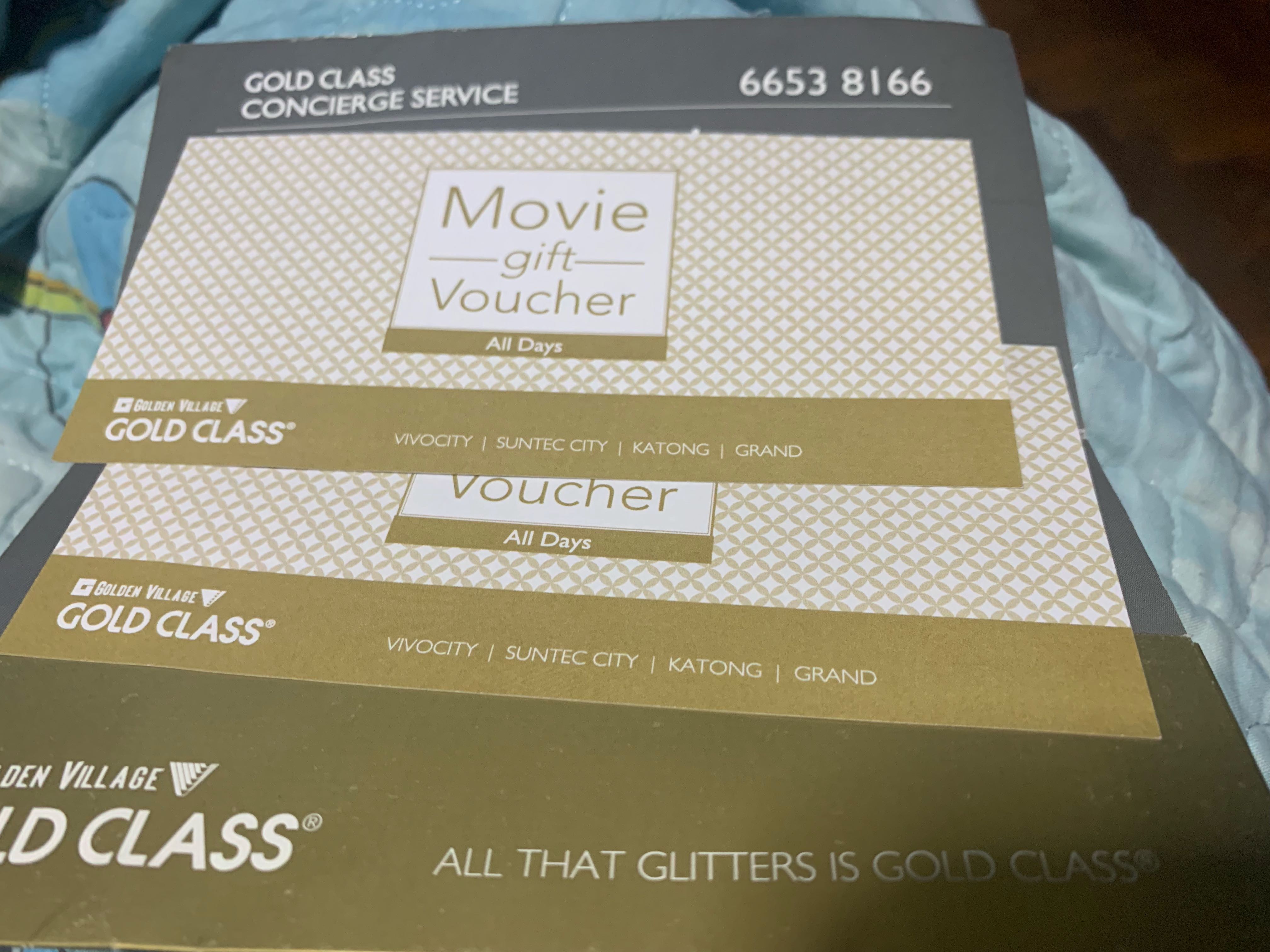 Gv gold glass ticket x 2, Tickets & Vouchers, Vouchers on Carousell