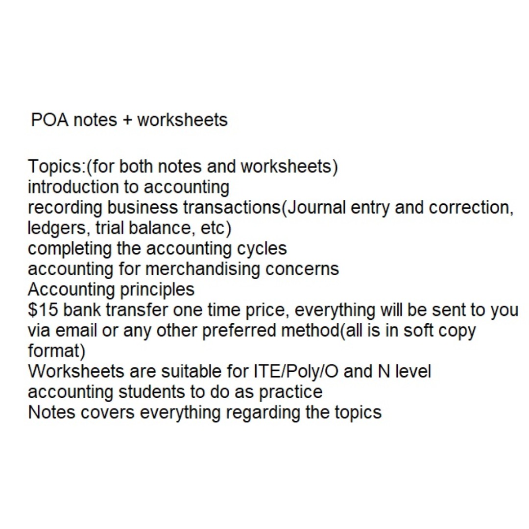 POA worksheets and notes, Hobbies & Toys, Books & Magazines, Assessment ...