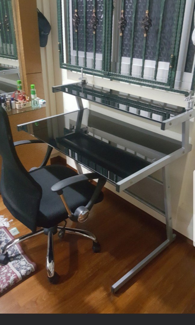 Study Table (glass), Furniture & Home Living, Furniture, Tables & Sets ...