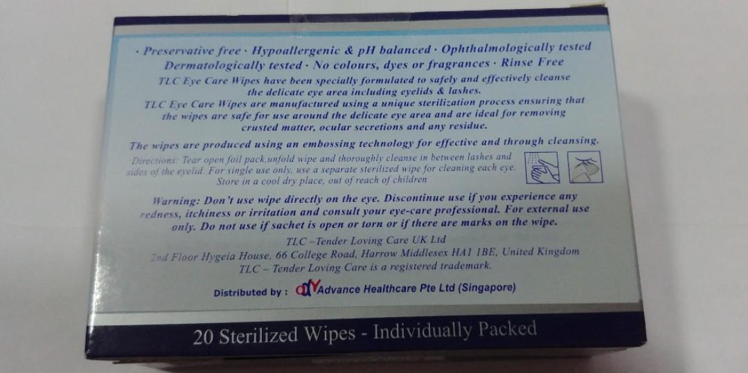 5 x TLC Eye Care Wipes, Beauty & Personal Care, Face, Face Care on ...