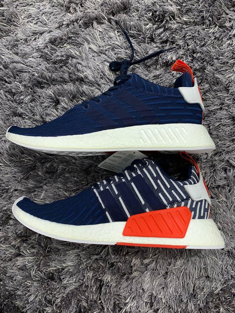 Adidas NMD R2 Blue/White, Men's Fashion, Footwear, Sneakers on Carousell