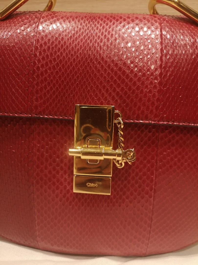 Authentic Chloe red python Drew bag, Luxury, Bags & Wallets on Carousell