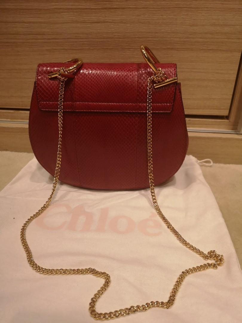 Authentic Chloe red python Drew bag, Luxury, Bags & Wallets on Carousell