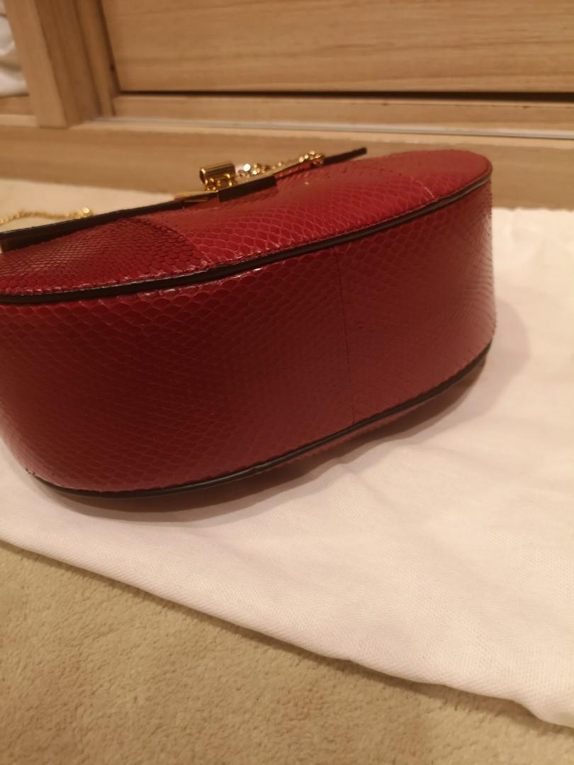Authentic Chloe red python Drew bag, Luxury, Bags & Wallets on Carousell