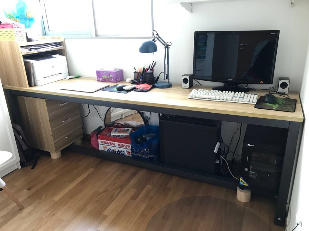 Double Study Table, Furniture & Home Living, Furniture, Tables & Sets ...