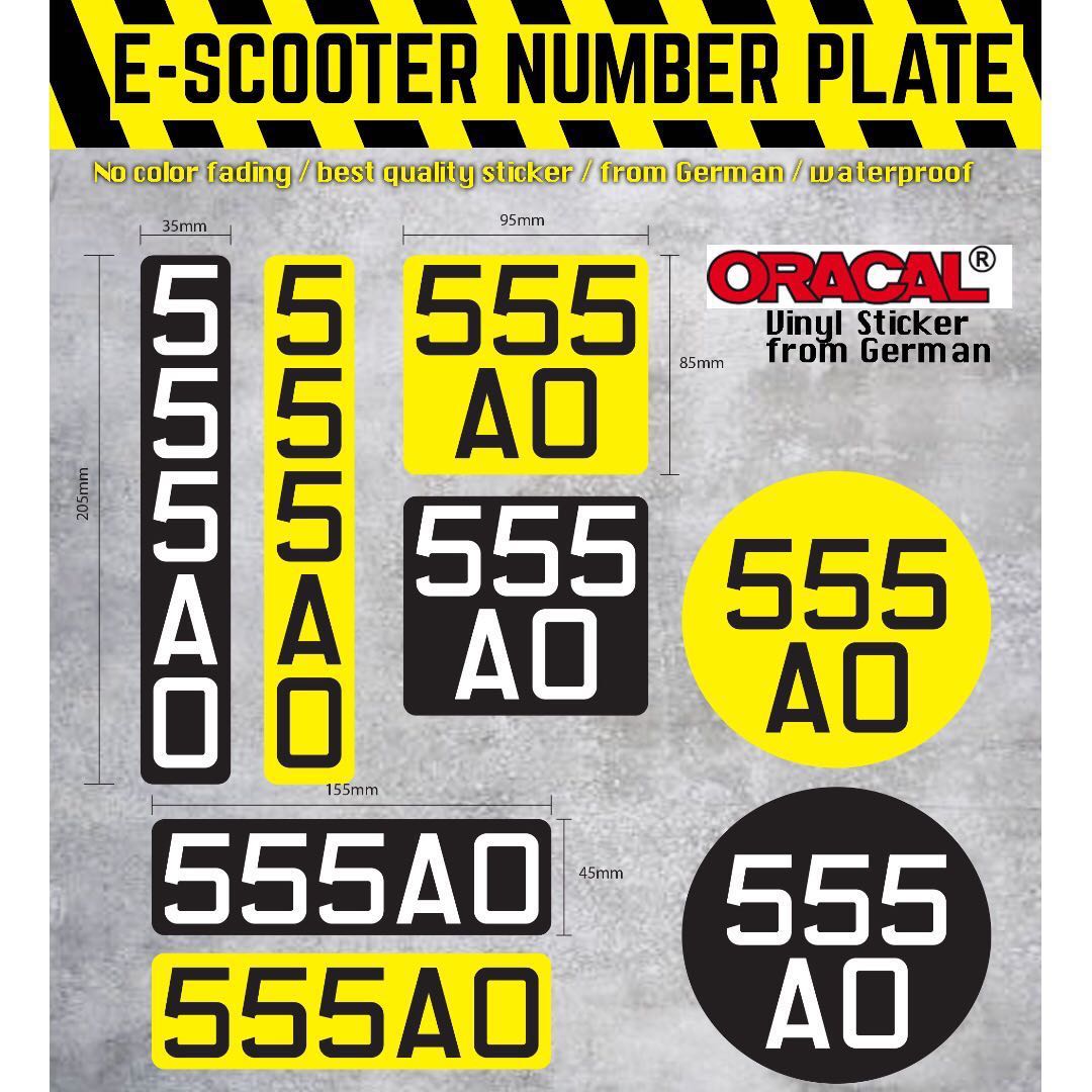 escooter number plate sticker (* Ours not printed, we use better type ...