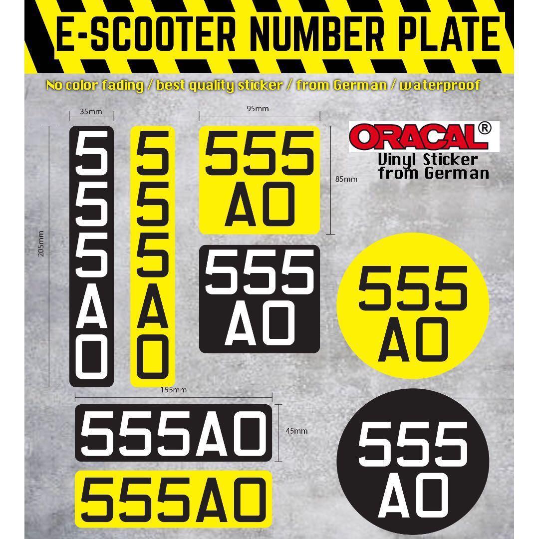 escooter number plate sticker (* Ours not printed, we use better type ...
