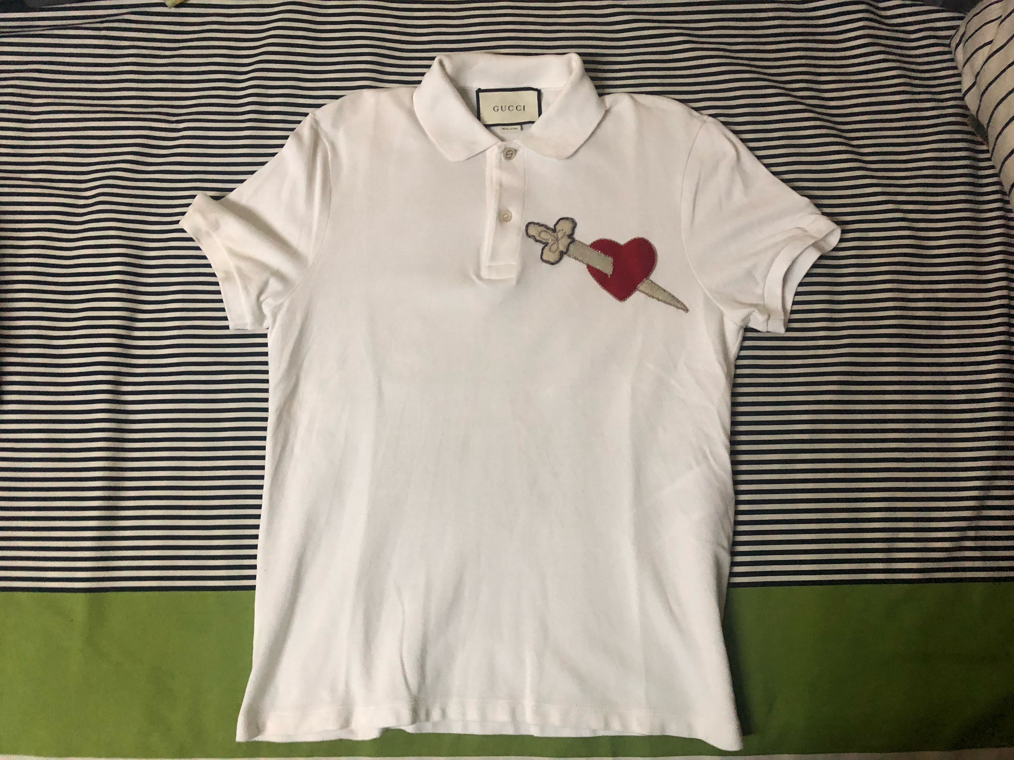 GUCCI Cupid Heart patches polo shirt, Men's Fashion, Tops & Sets ...