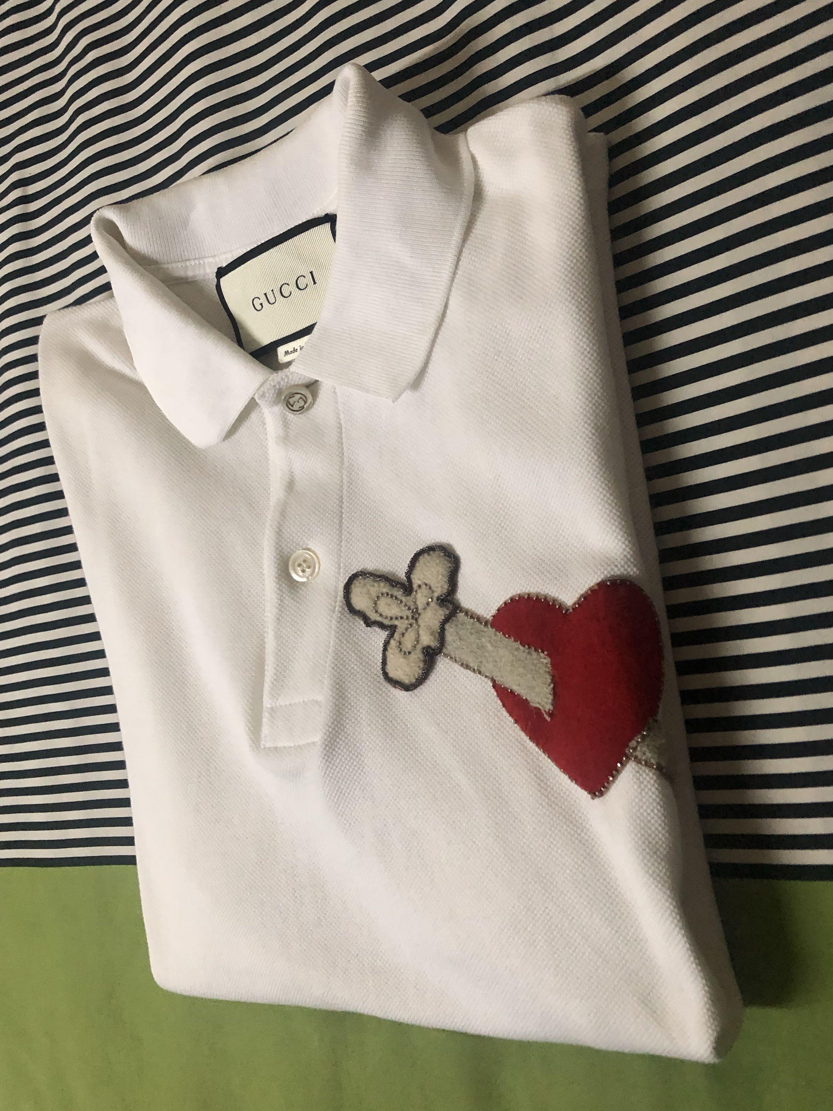 GUCCI Cupid Heart patches polo shirt, Men's Fashion, Tops & Sets ...