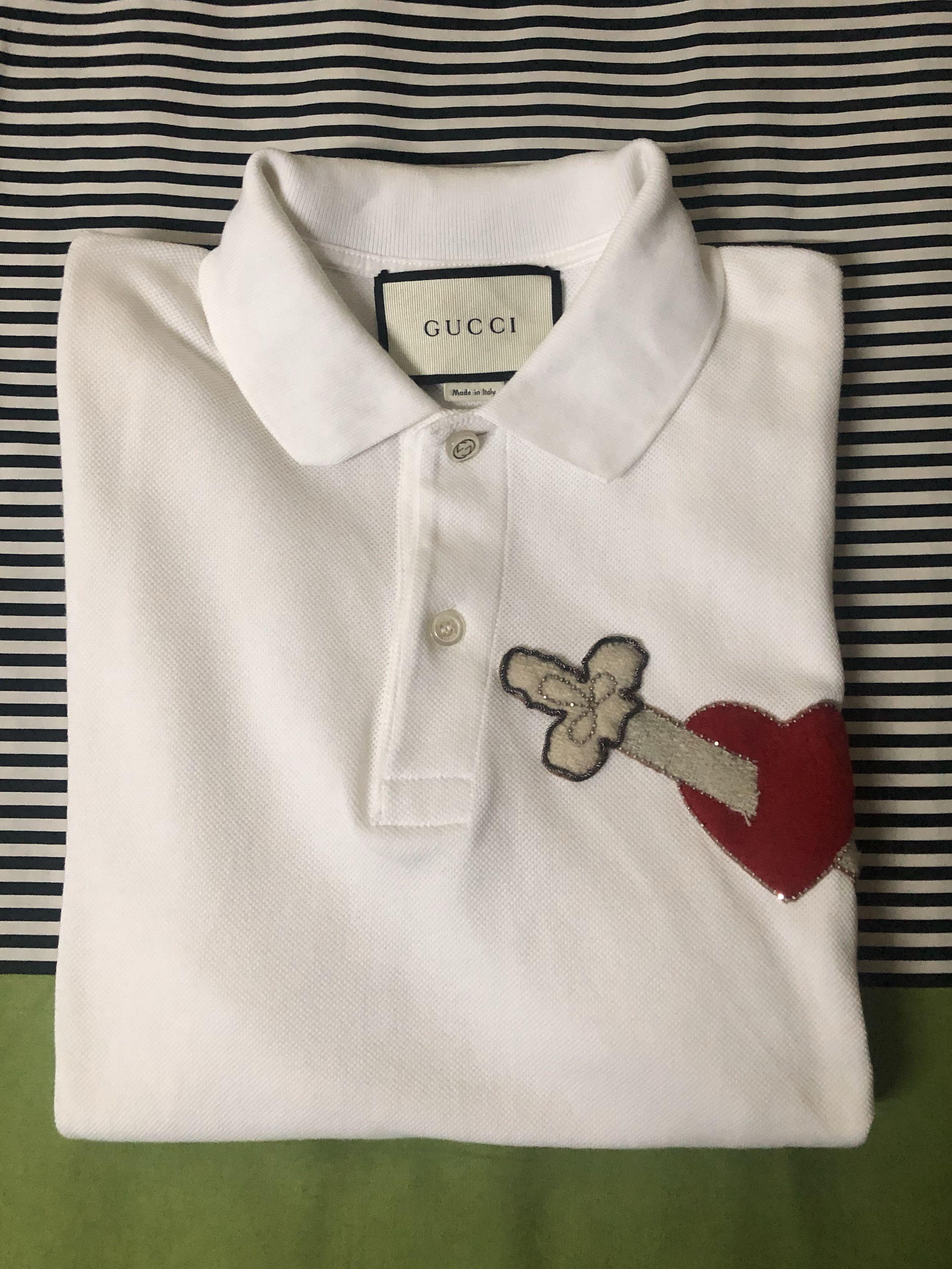 GUCCI Cupid Heart patches polo shirt, Men's Fashion, Tops & Sets ...