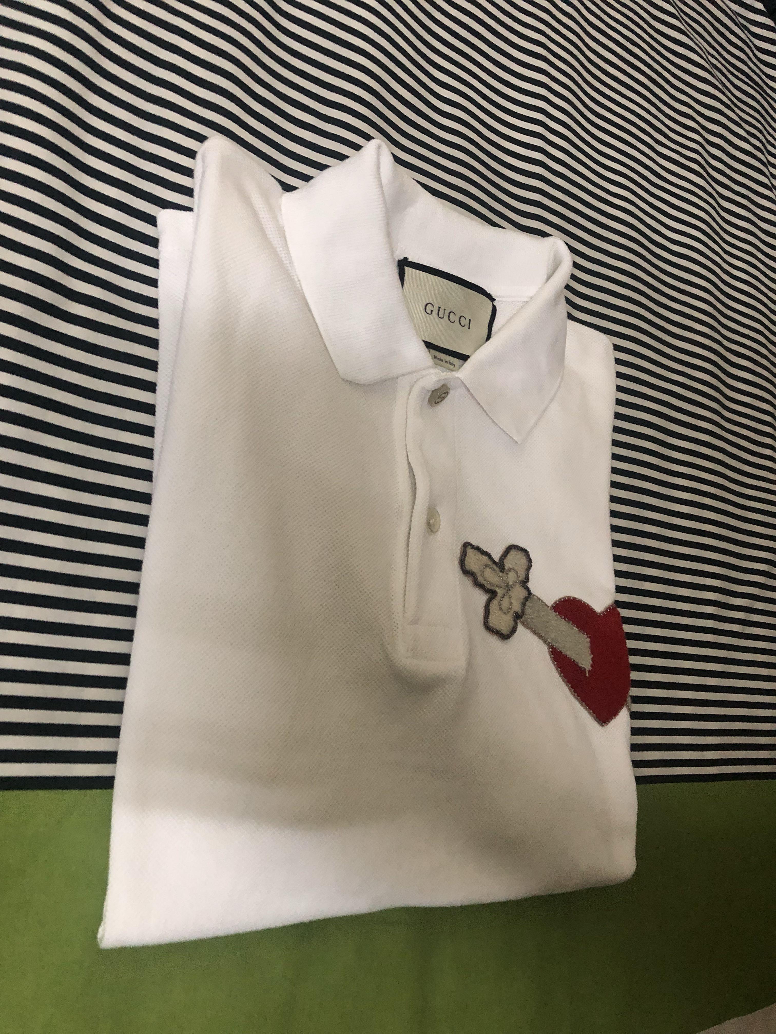 GUCCI Cupid Heart patches polo shirt, Men's Fashion, Tops & Sets ...