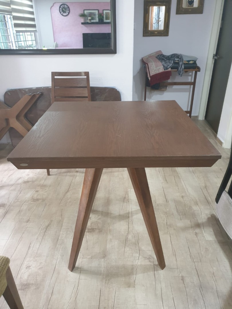 MAKRO 4 SEATS SOLID WOOD TALL DINING TABLE, Furniture & Home Living ...