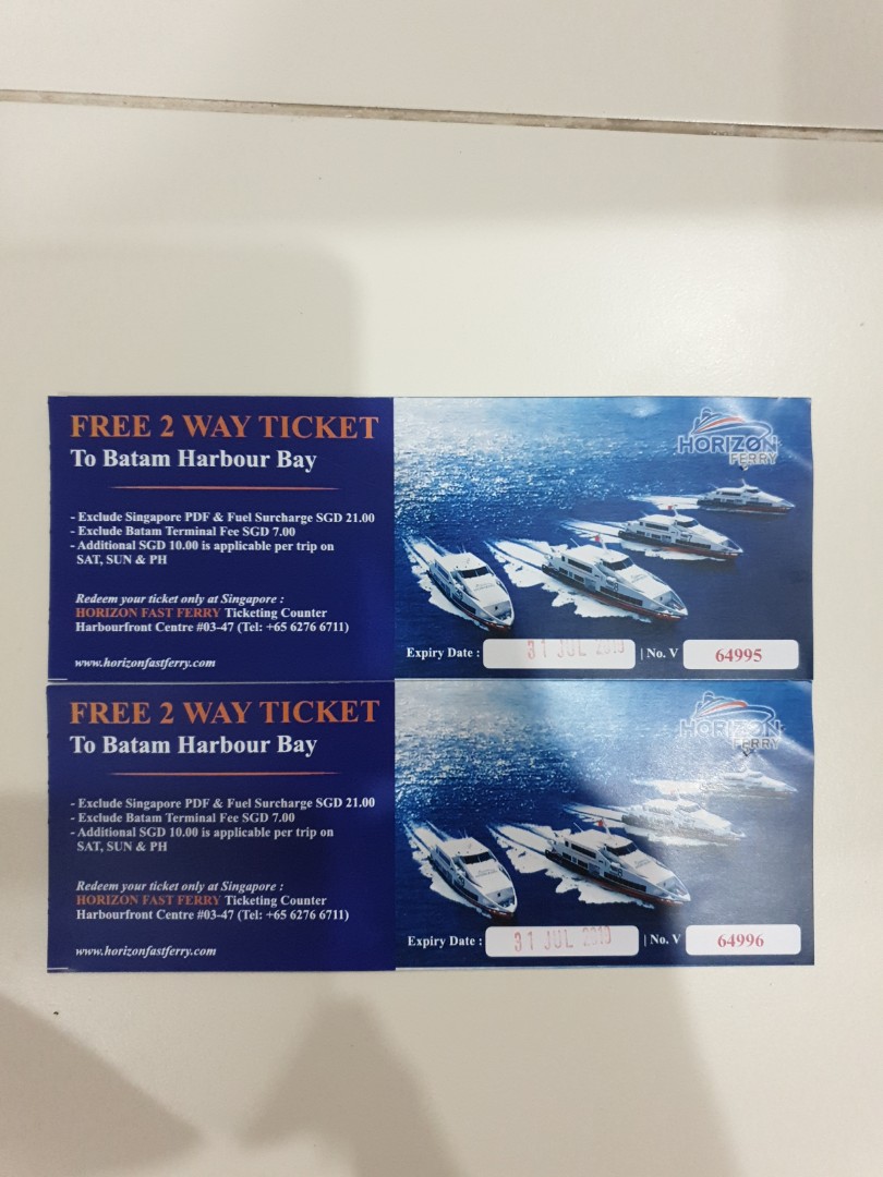 2 Way Ticket to Batam Harbour Bay, Hobbies & Toys, Travel, Travel ...