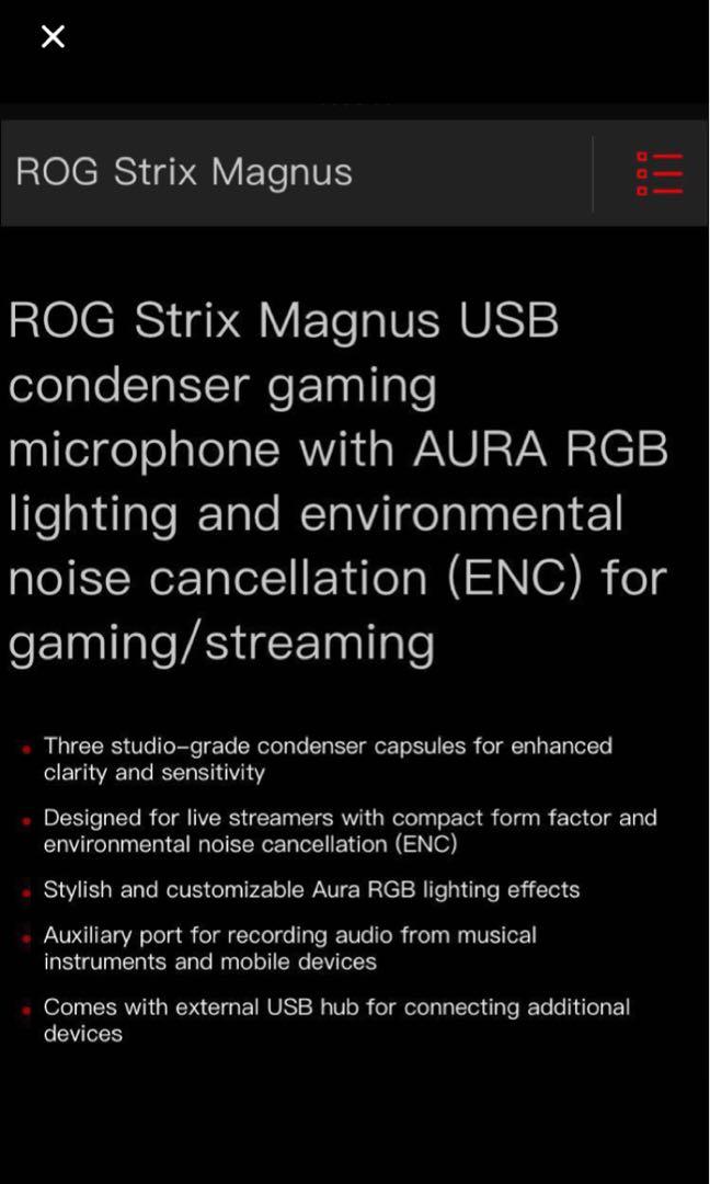 ASUS ROG Strix Magnus Mic, Computers & Tech, Parts & Accessories ...