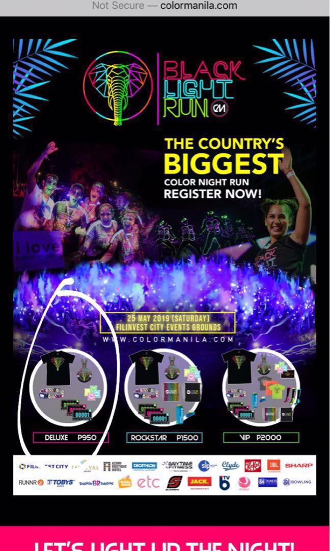 Color Manila(BlackLightRun)Deluxe ticket, Tickets & Vouchers, Event ...