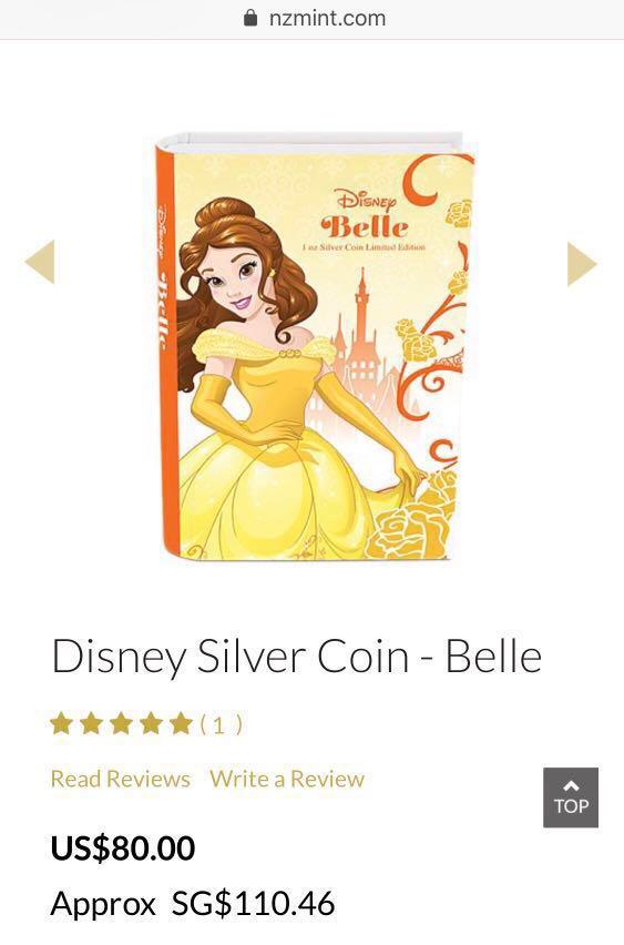 Disney Princess Belle 1 oz Silver Coin NZ Mint Limited Edition, Hobbies ...