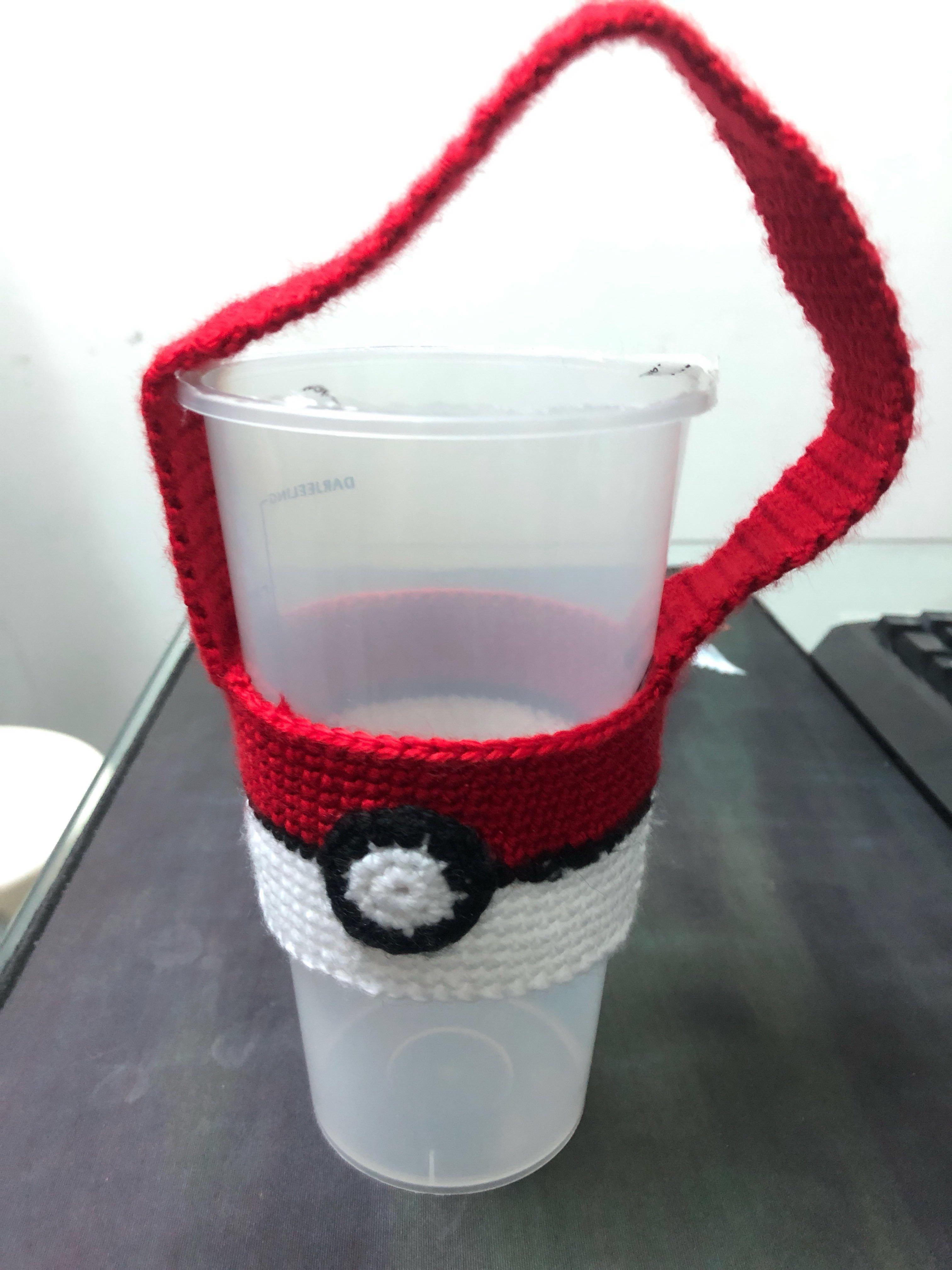 Handmade Pokeball Drink Carrier / Sling / Cup Sleeve for bubbletea ...