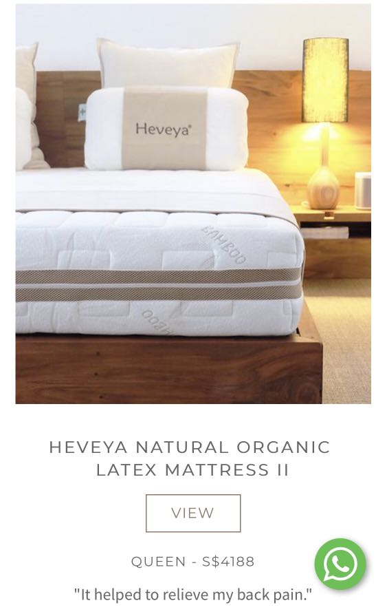 HEVEYA NATURAL ORGANIC LATEX MATTRESS II, Furniture & Home Living ...