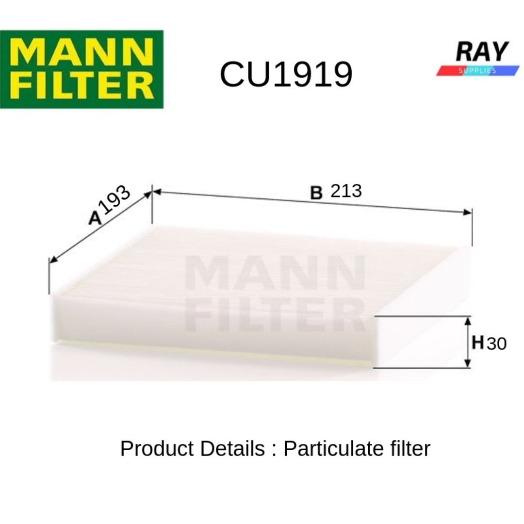 MANN CABIN FILTER CU1919 TOYOTA HARRIER ,CAMRY, PRIUS, VELLFIRE ...