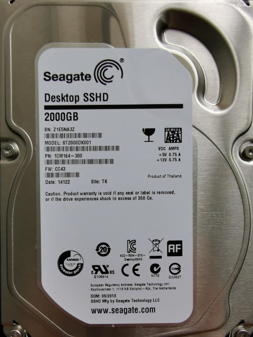 Seagate hybrid SSHD ST2000DX001 2TB Desktop, Computers & Tech, Parts ...