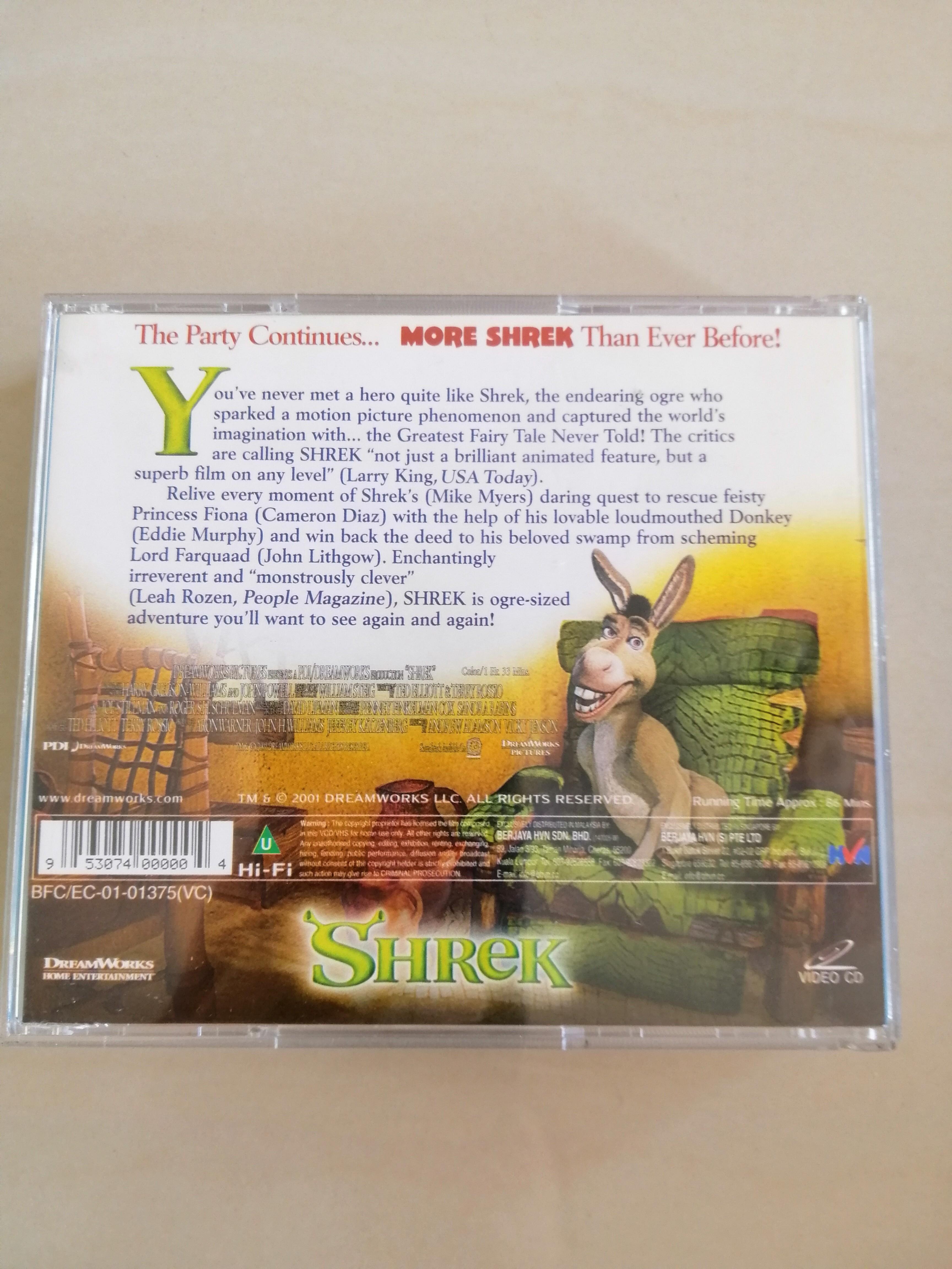 Shrek vcd, Hobbies & Toys, Music & Media, CDs & DVDs on Carousell