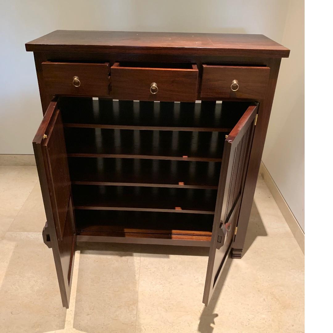 Solid Teak Shoe Cabinet 100cm Indonesian Made, Furniture & Home Living ...