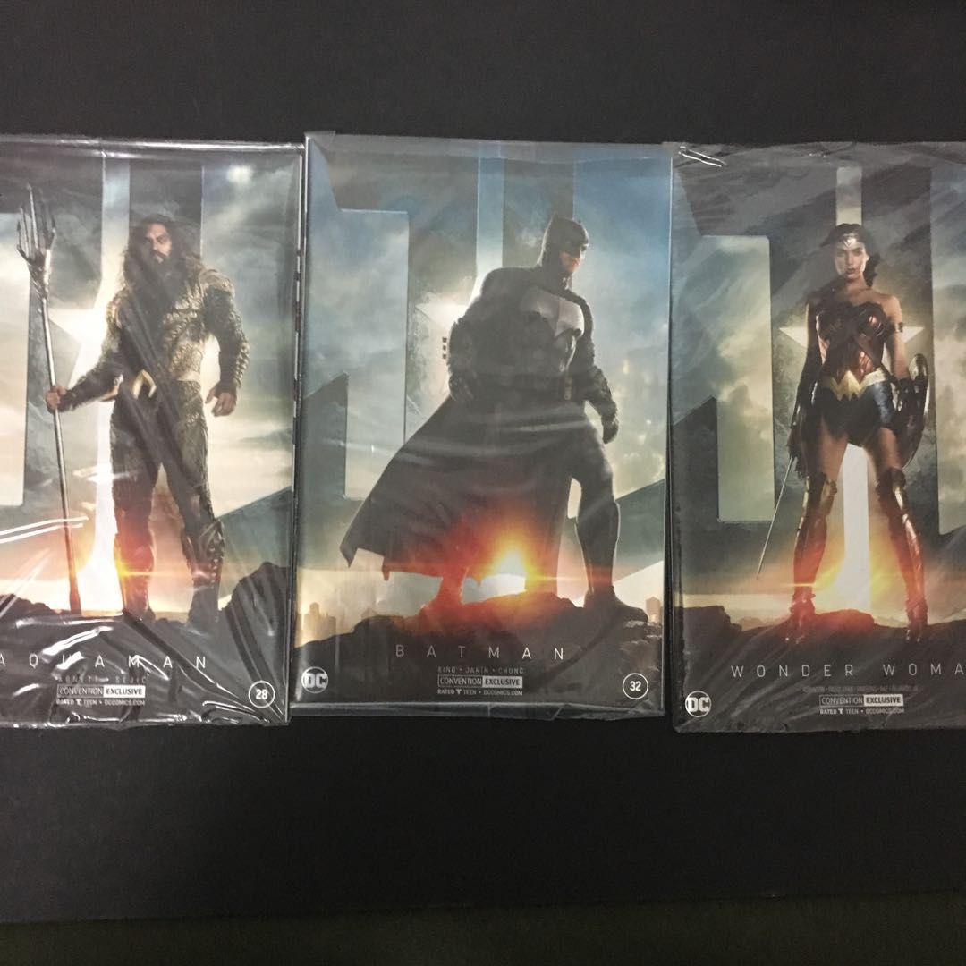 Justice League Movie NYCC Foil Variant 3-Book Set DC Comics Book Wonder ...