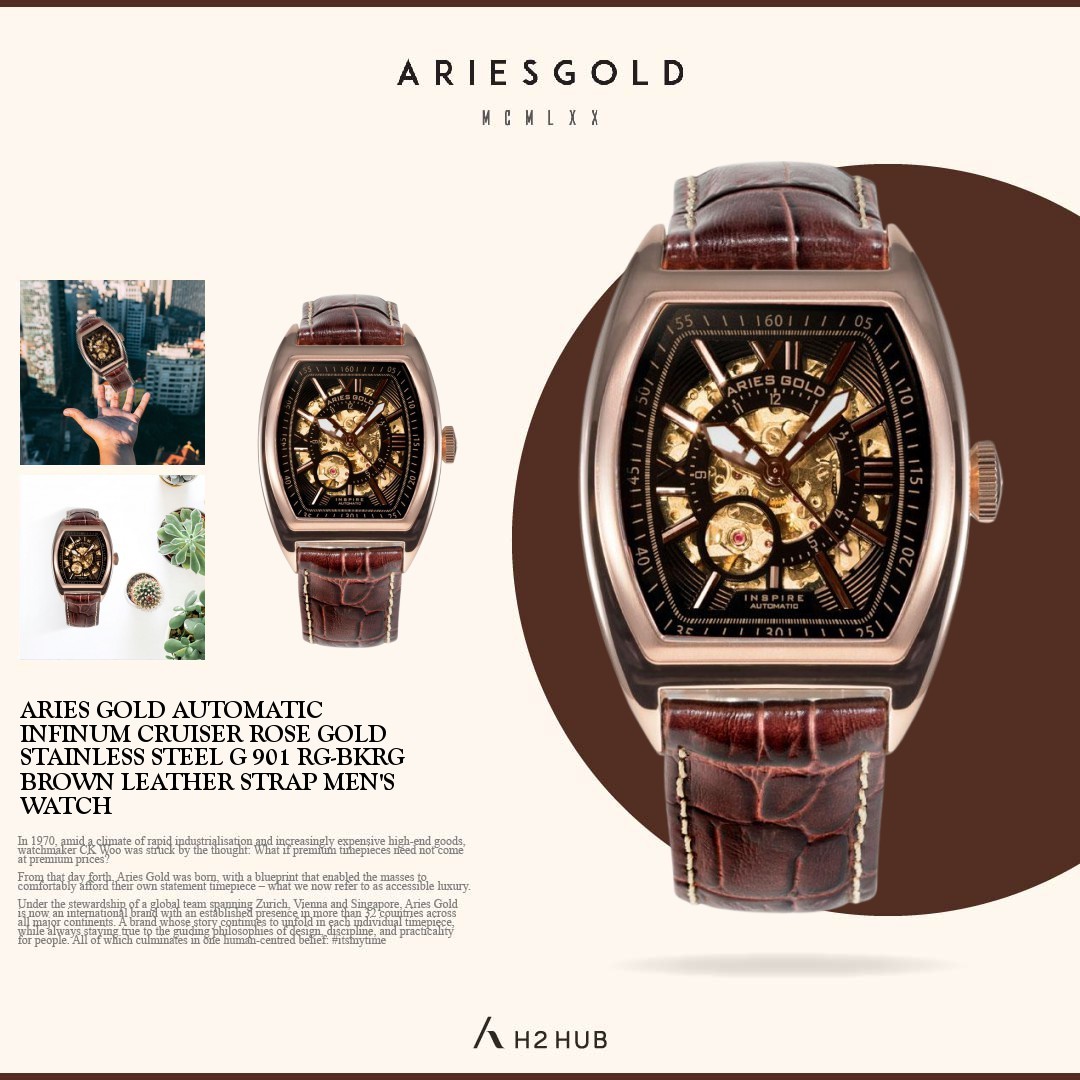 ARIES GOLD AUTOMATIC INFINUM CRUISER ROSE GOLD STAINLESS STEEL G 901 RG ...