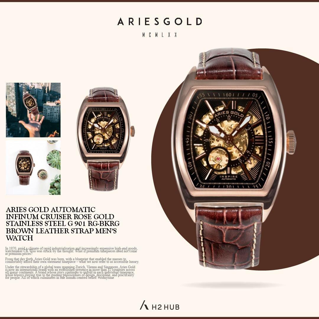 ARIES GOLD AUTOMATIC INFINUM CRUISER ROSE GOLD STAINLESS STEEL G 901 RG ...