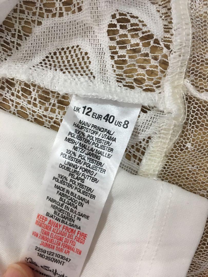 Auth Miss Selfridge Lace Mech Panel cream dress, Women's Fashion ...