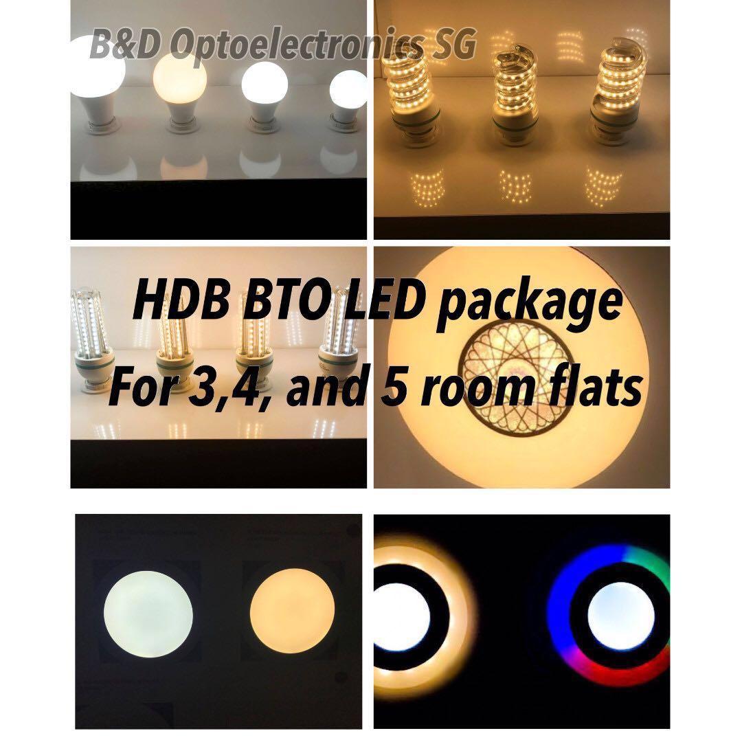 HDB BTO LED lights package - for 3, 4, and 5 room flats, Furniture ...
