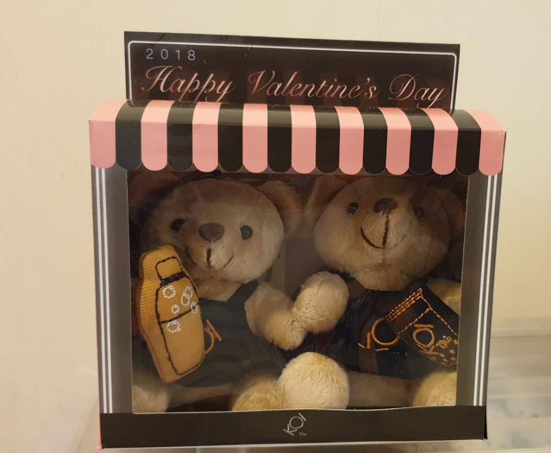 Koi Bubbletea Couple Bear with Keychain, Hobbies & Toys, Toys & Games ...