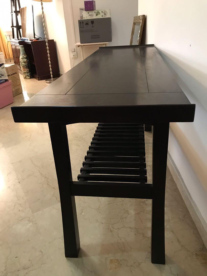 Solid teak wood long display table, Furniture & Home Living, Furniture ...
