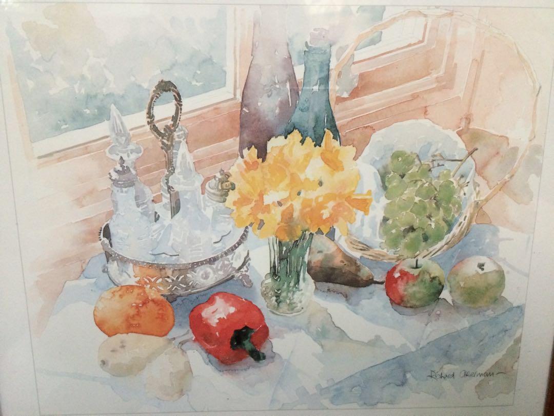 Vintage watercolour fine art prints by Richard Akerman, Furniture ...