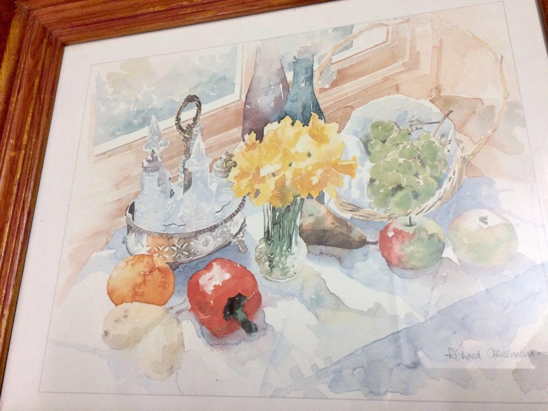 Vintage watercolour fine art prints by Richard Akerman, Furniture ...