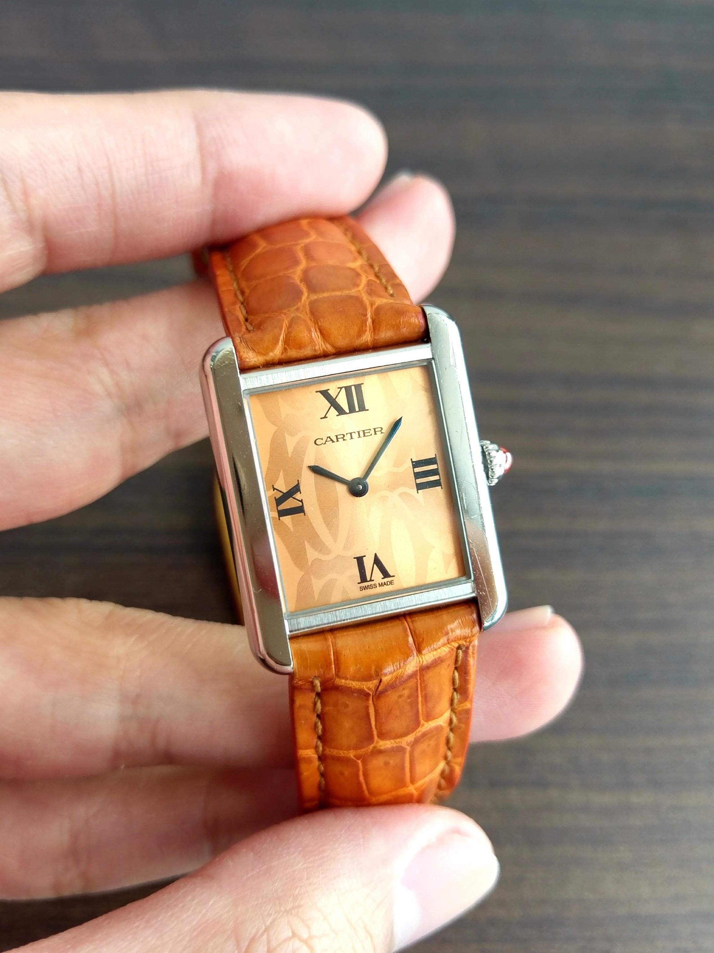 L.E. Orange Cartier Tank Solo Quartz Dress Watch, Luxury, Watches on ...