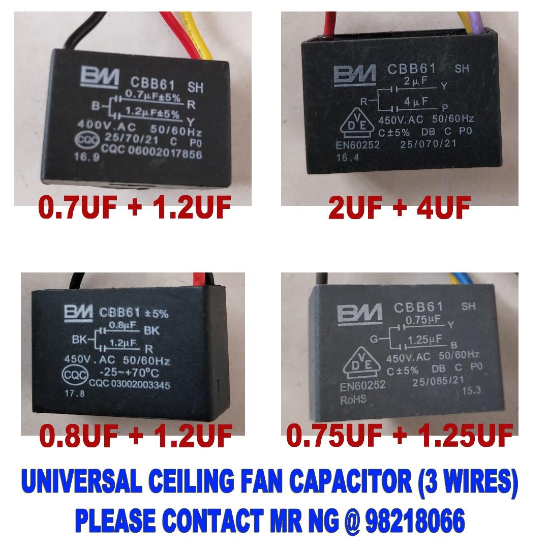 FAN CAPACITOR (3 WIRES), Furniture & Home Living, Lighting & Fans, Fans ...