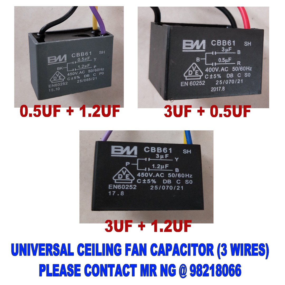 FAN CAPACITOR (3 WIRES), Furniture & Home Living, Lighting & Fans, Fans ...