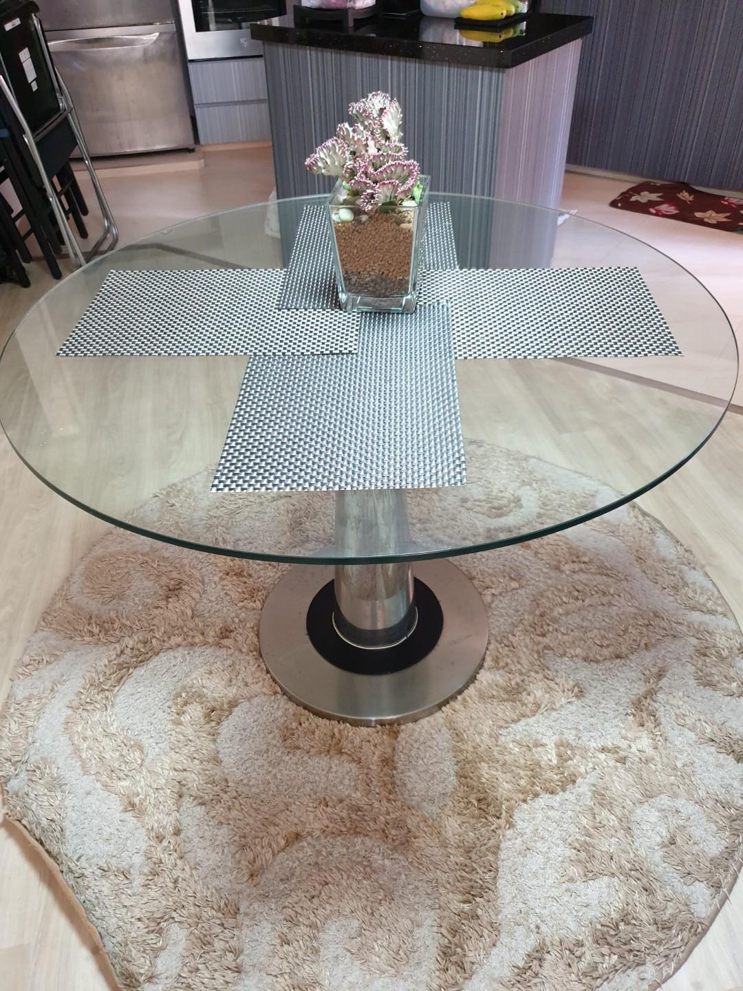 Glass Round Table, Furniture & Home Living, Furniture, Tables & Sets on ...