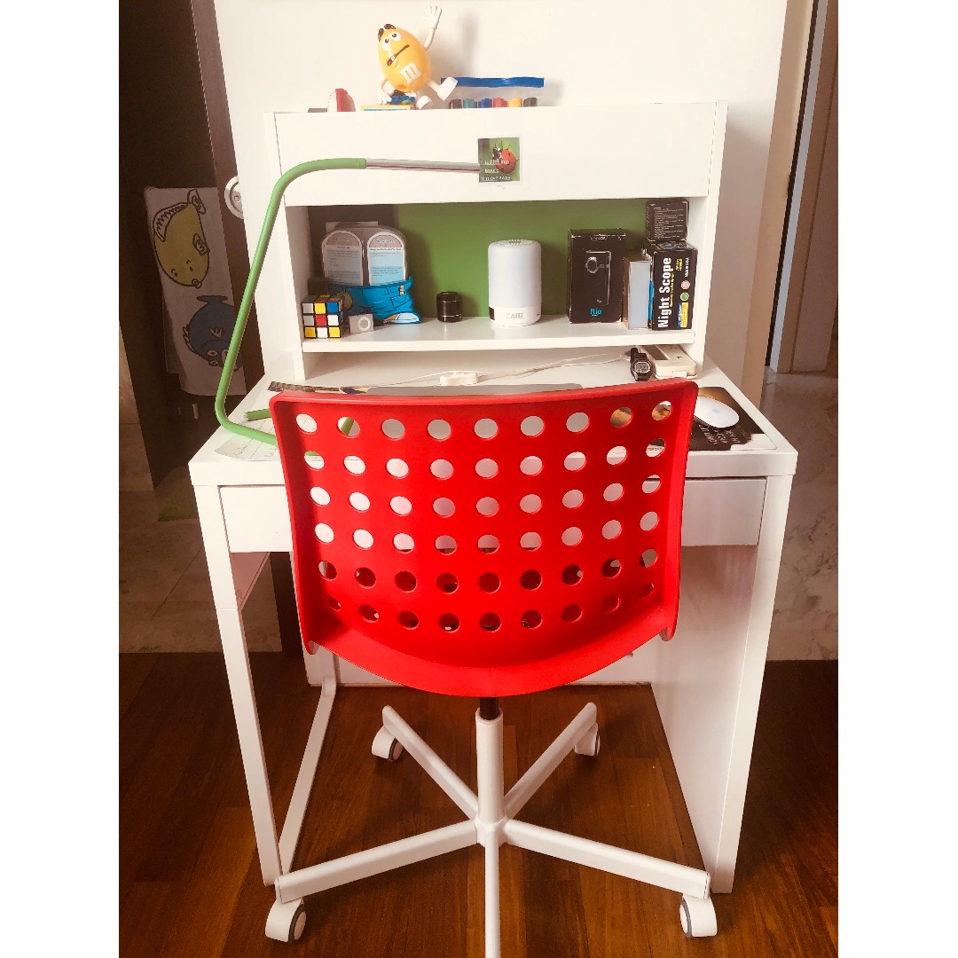 IKEA - Writing Desk + Desktop Shelf + Swivel Chair, Furniture & Home ...