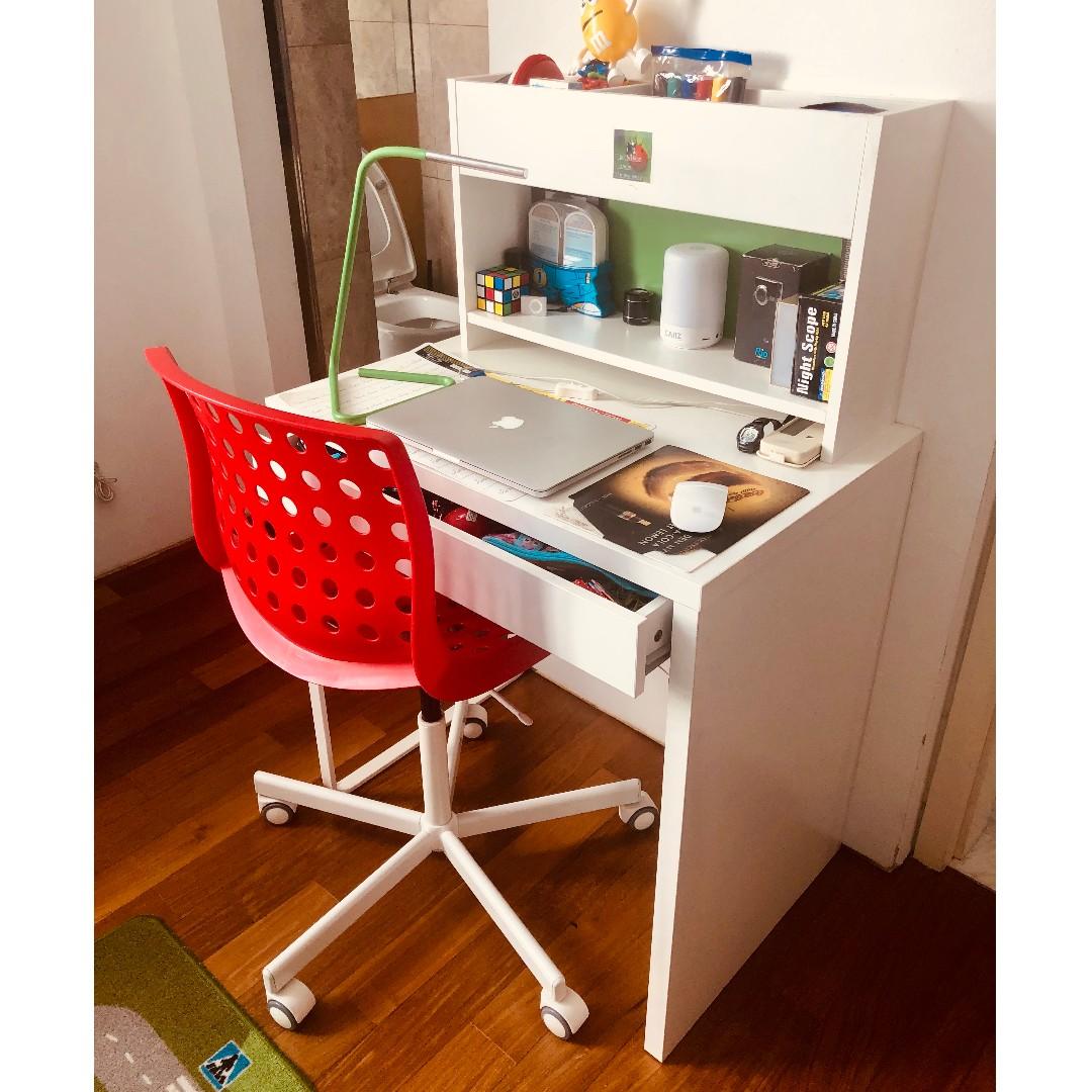 IKEA - Writing Desk + Desktop Shelf + Swivel Chair, Furniture & Home ...